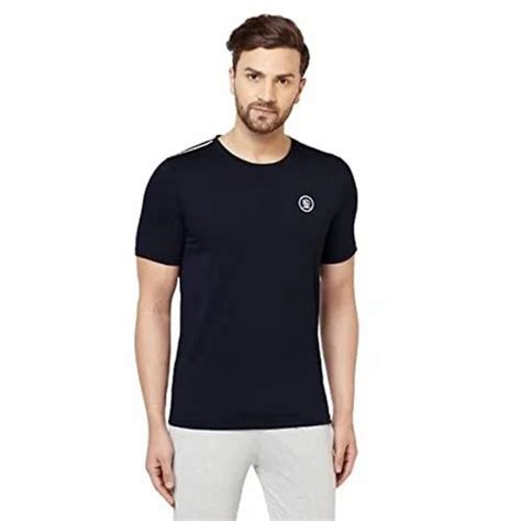 Glito Solid Navy Blue Half Sleeve Sports Wear T Shirt For Men Running