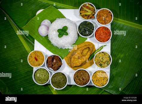 Bangla Cuisine Vorta Vaji Fish Curry And Vegetables Curry Platter