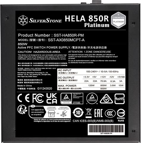 Silverstone Hela 850R Fully Modular ATX Power Supply Cybenetics