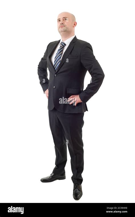 businessman thinking, full body, isolated on white background Stock ...