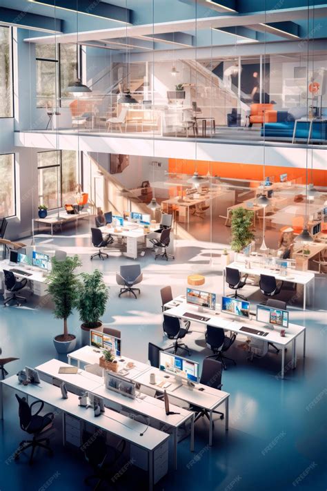 Premium Ai Image An Openplan Office Collaborative Clusters And