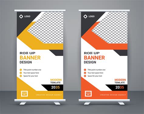 Modern Roll Up Banner Design Stand Template Free Vector 21820848 Vector