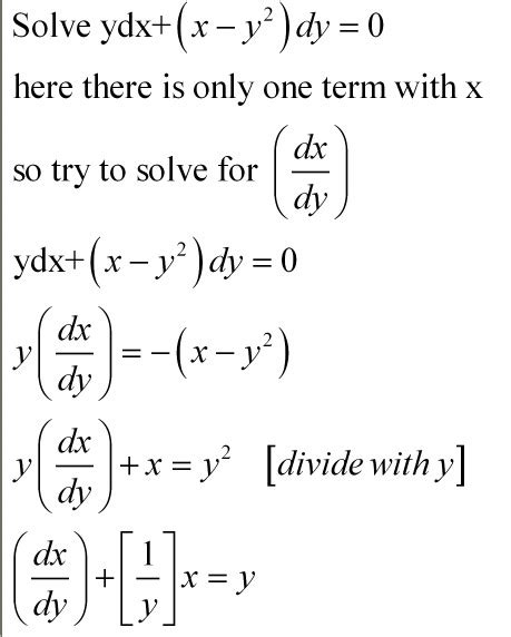 Mixture Linear Differential Equation Y Dx X Y2 Dy 0