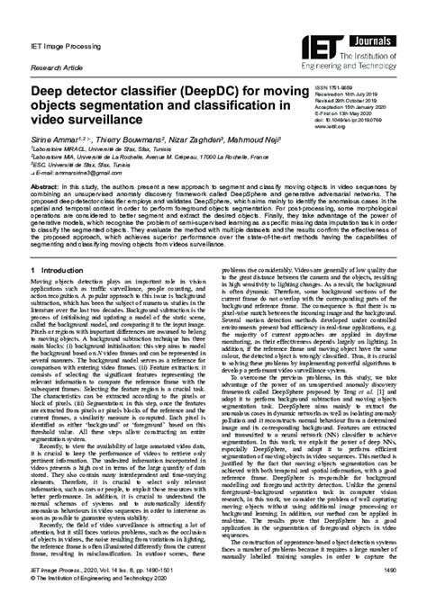 Pdf A Deep Detector Classifier Deepdc For Moving Objects