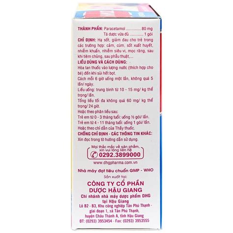 Bột Sủi Hapacol 80mg Dhg Giảm đau Hạ Sốt 24 Gói