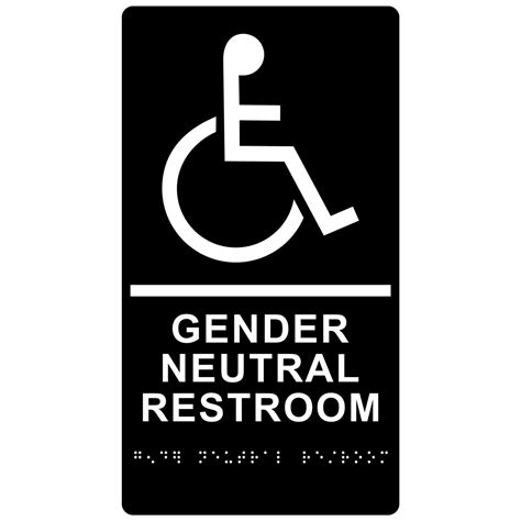 Portrait Ada Gender Neutral Sign With Symbol Rre 35208 Whtonblk