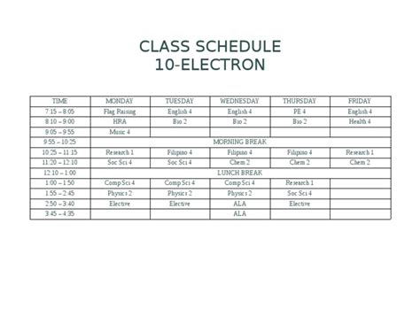 Class Schedule Pdf