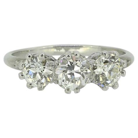 Antique Three Stones Old European Cut Diamond Ring For Sale At 1stdibs