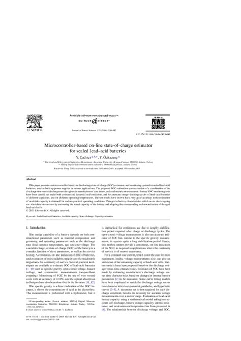pdf microcontroller based on line state of charge estimator for sealed lead acid batteries