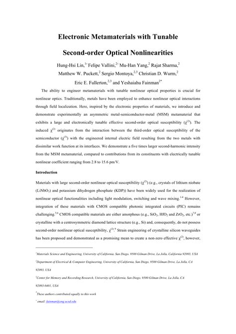 pdf electronic metamaterials with tunable second order optical
