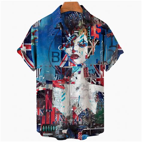 Chemise Hawa Enne Pour Hommes Chemise Surdimensionn E Revers Style R Tro Abstrait Imprim
