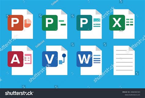 Set Document File Formats Labels Icons Stock Vector Royalty Free 2066582303 Shutterstock