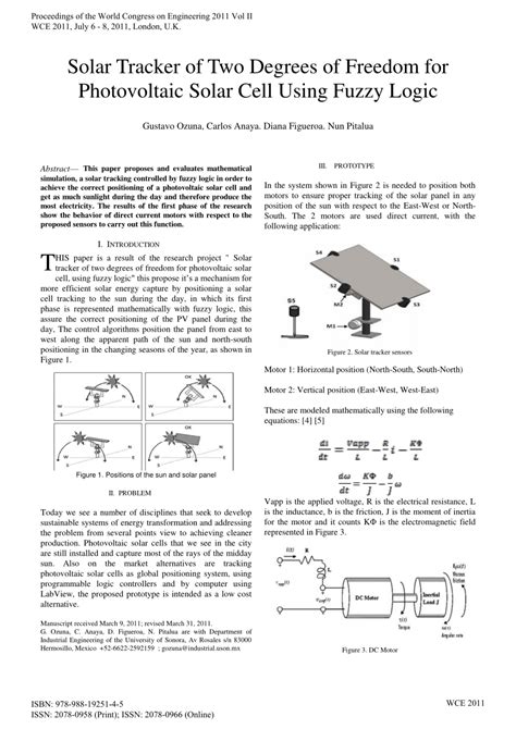 Pdf Solar Tracker Of Two Degrees Of Freedom For Photovoltaic Solar