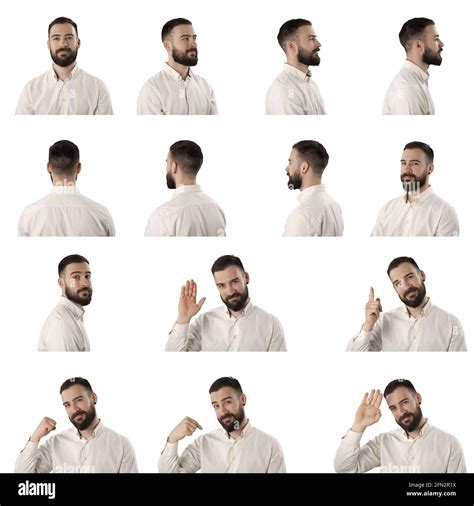 Set Of Business Man Turning And Rotating 360 Degrees Then Waving And