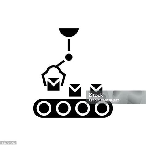 Ikon Garis Robotik Ilustrasi Vektor Tanda Hitam Pada Latar Belakang