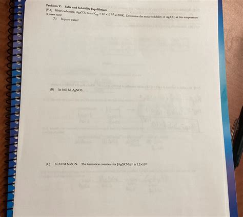 Solved Problem V Salts And Solubility Equilibrium V 1