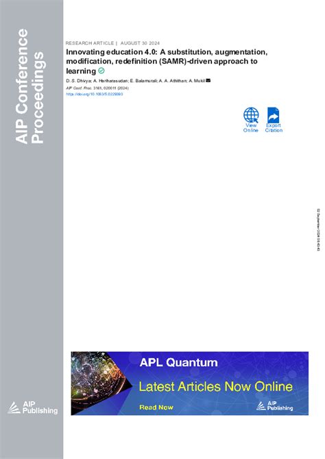 Pdf Innovating Education 4 0 A Substitution Augmentation Modification Redefinition Samr
