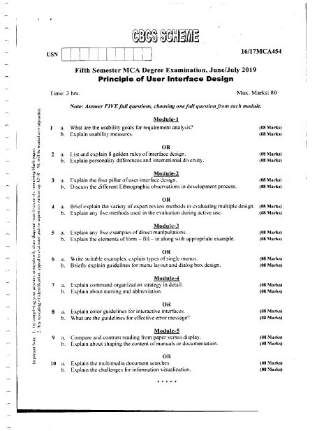 Visvesvaraya Technological University MCA CBCS Fifth Semester 16
