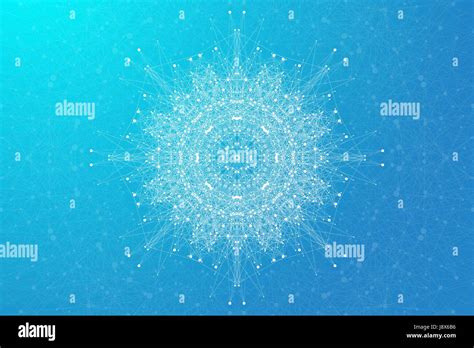 Geometric Abstract Molecule With Connected Line And Dots Graphic Communication Background For