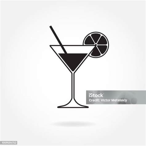 雞尾酒圖示或標誌馬蒂尼玻璃配檸檬和喝吸管向量例證向量圖形及更多一片圖片 一片 俱樂部 剪裁圖 Istock