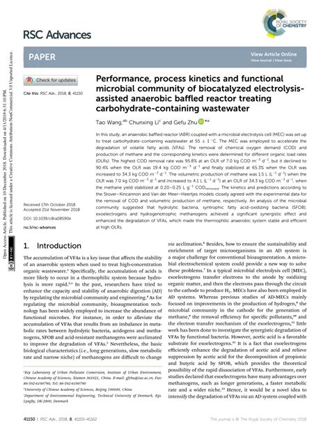 Pdf Performance Process Kinetics And Functional Microbial Community Of Biocatalyzed