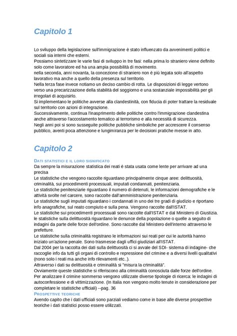 Riassunto Immigrazione E Criminalità Docsity
