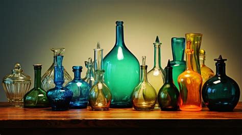 Premium Photo Assorted Glass Bottles On A Table