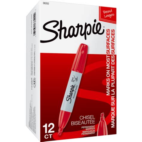 Sharpie Chisel Tip Permanent Markers Chisel Tip Red 12 Box Monk Office