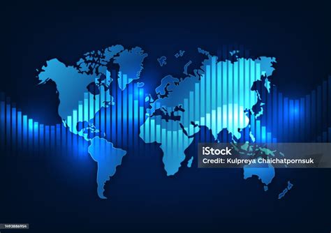 주식 그래프가 있는 세계 지도 기술 배경 끊임없이 변화하는 세계 경제를 나타냅니다 각 국가의 비즈니스 경쟁을 보았고 파란색 주식 차트가 있는 파란색 지도 가격에 대한 스톡