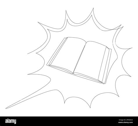 One Continuous Line Of Speech Bubble With Opened Book Thin Line