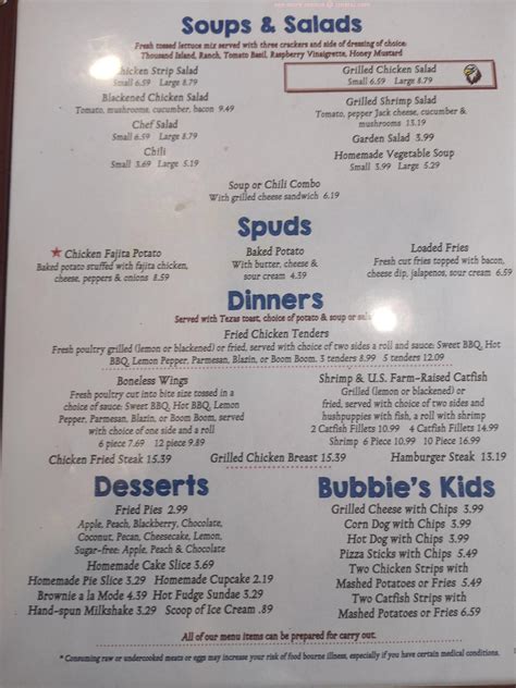 Online Menu Of Bubbies Restaurant Crossett Arkansas 71635 Zmenu