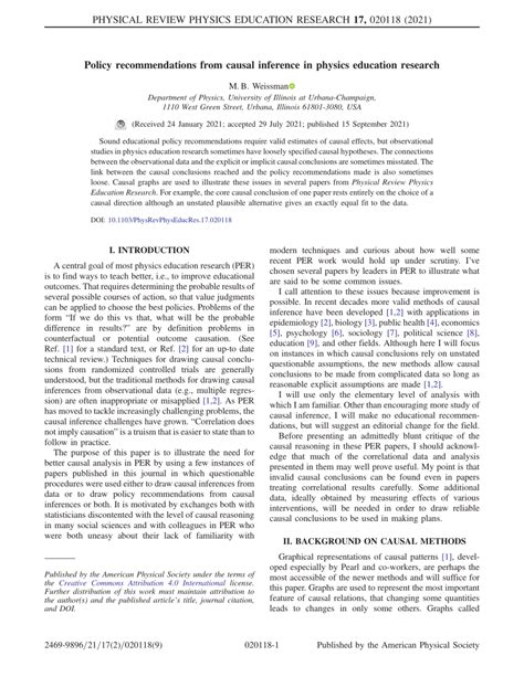 pdf policy recommendations from causal inference in physics education