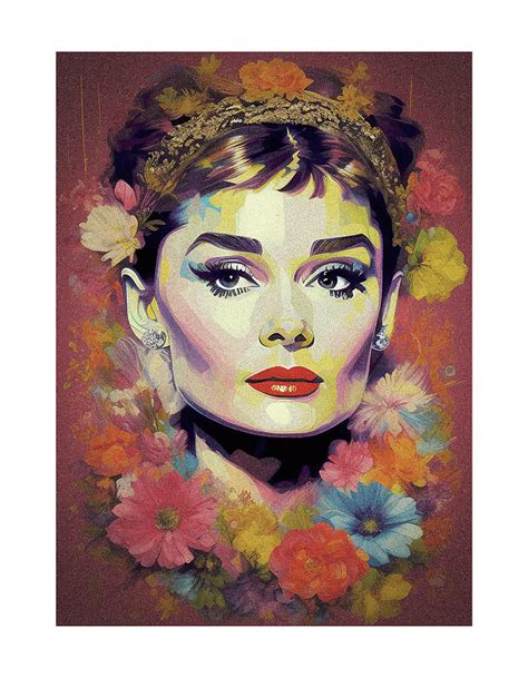 Audrey Hepburn With Floral Crown Digital Art By Milar Style Fine Art