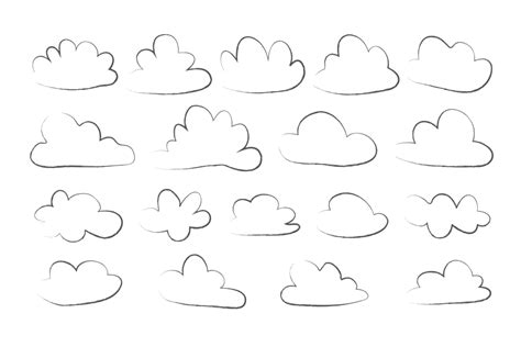 รูปแบบร่างเส้นขยุกขยิกที่วาดด้วยมือของชุดเมฆ เวกเตอร์ Png เชิงนามธรรม