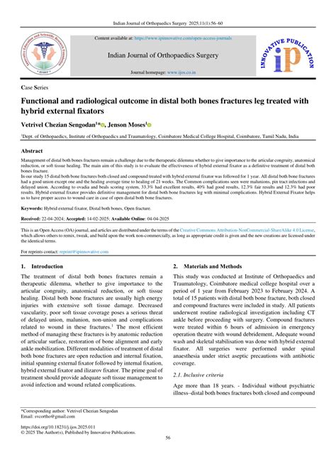 Pdf Functional And Radiological Outcome In Distal Both Bones Fractures Leg Treated With Hybrid