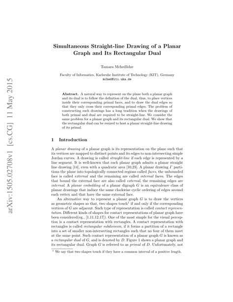 Pdf Simultaneous Straight Line Drawing Of A Planar Graph And Its Rectangular Dual
