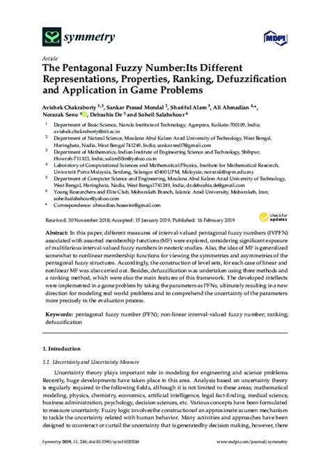Pdf The Pentagonal Fuzzy Numberits Different Representations