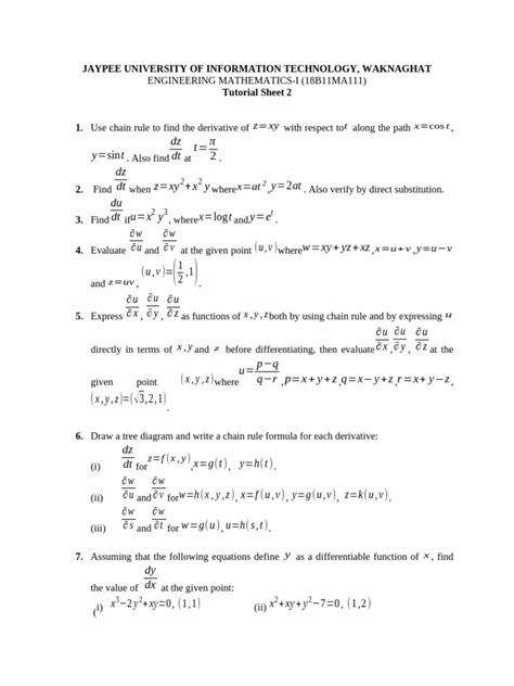 Tutorial Sheet 2 Pdf Mathematical Analysis Mathematics