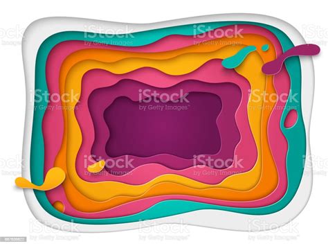종이와 3d 추상 배경 잘라 모양 프레임에 대한 스톡 벡터 아트 및 기타 이미지 프레임 재미 종이공예 Istock