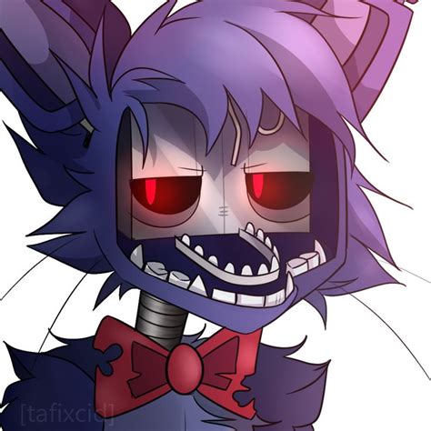 A Cartoon Character With Red Eyes Wearing A Purple Mask And A Bow Tie