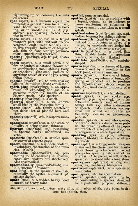 Sparkle Sparrow Spatter Spatula Speak Spear ~ Free Dictionary Graphic