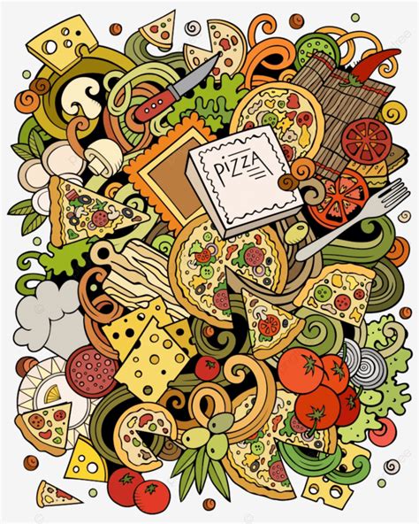 رسم كاريكتوري، سهم التوجيه، Doodles، Pizza، Illustration صورة