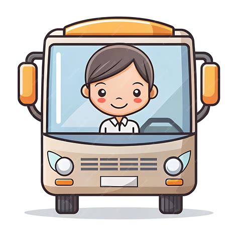 An Adult Driver In The Background Is A Bus On White Background Vector