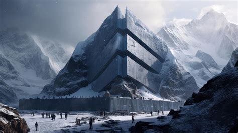 Premium Ai Image A Massive Angular Structure Built On The Side Of
