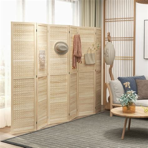 Homcom 6 Panel Room Divider W Hole Hooks Folding Privacy Screen