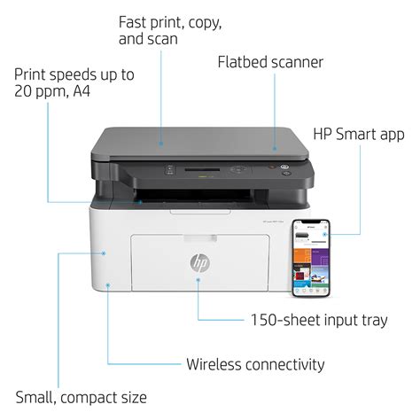 Hp Laser Mfp 135w A4 Mono Multifunction Laser Printer 4zb83a