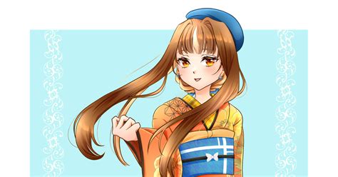 オリジナル 推しカラー着物 Saki7886のイラスト Pixiv