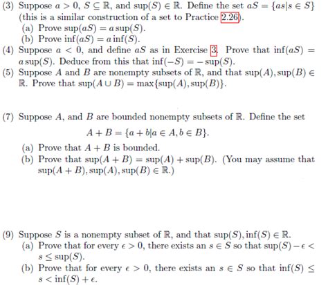 The Supremum And The Infimum Determine Sup S Chegg