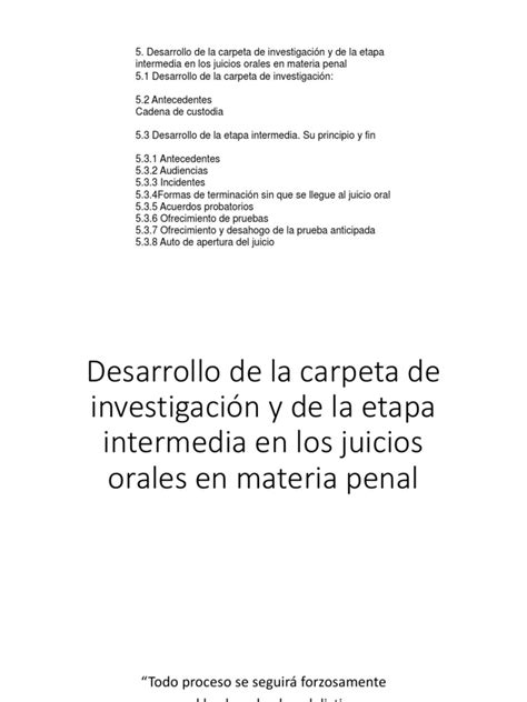 Tema 5 Carpeta De Investigacion Aud Inicial Pdf Procedimiento