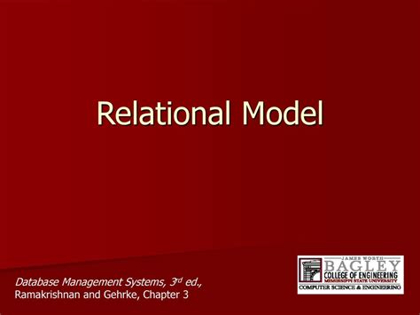 Relational Model Database Management Systems 3rd Ed Ramakrishnan And